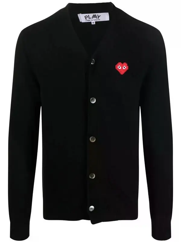Play Comme Des Garcon Logo-patch Fine-knit Cardigan