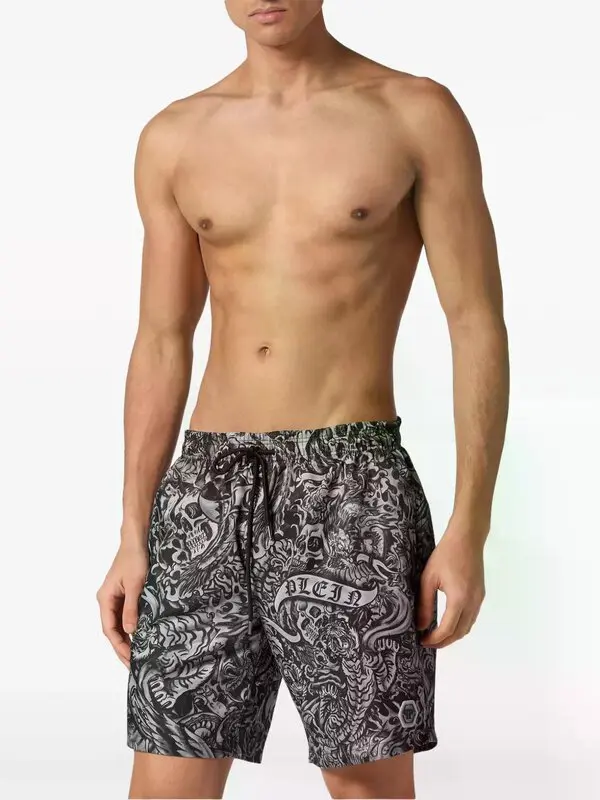Philipp Plein Tattoo-print Drawstring Swim Shorts