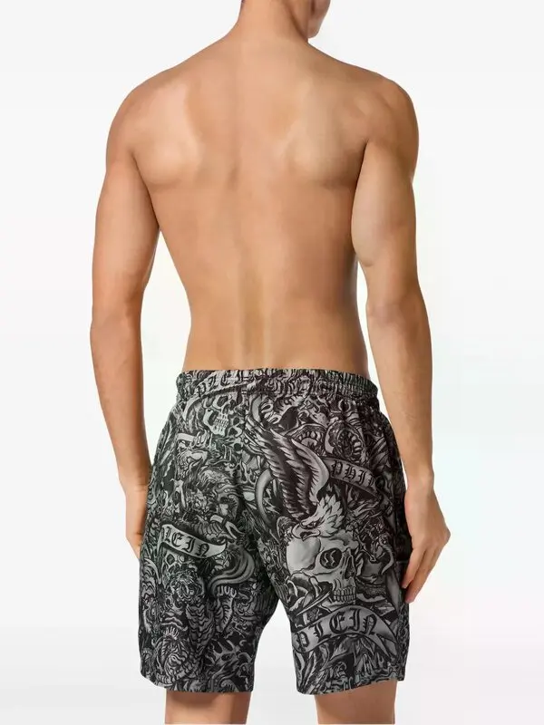 Philipp Plein Tattoo-print Drawstring Swim Shorts