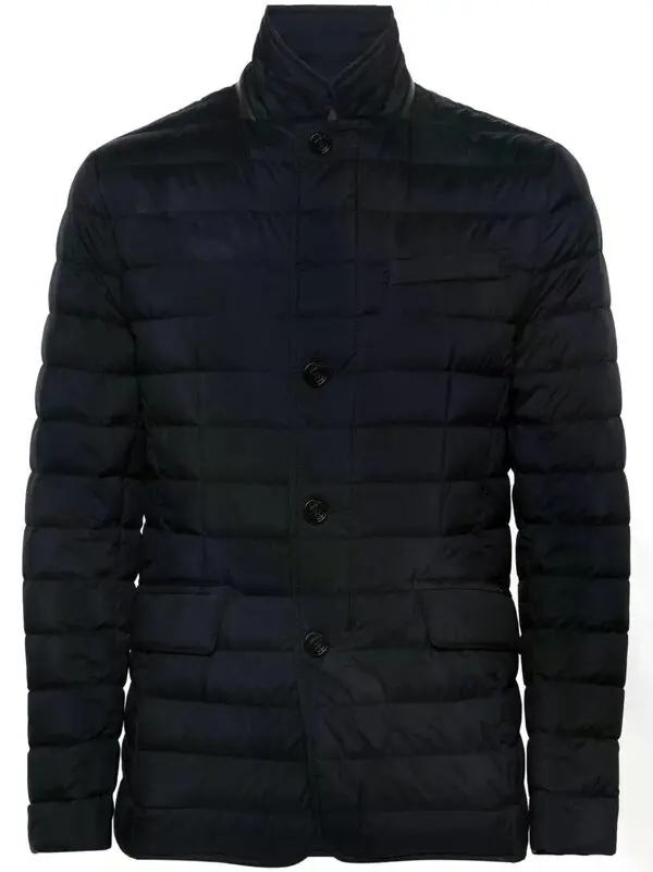 MOORER Padded Leather Trim Jacket - Blue