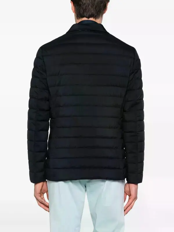 MOORER Padded Leather Trim Jacket - Blue