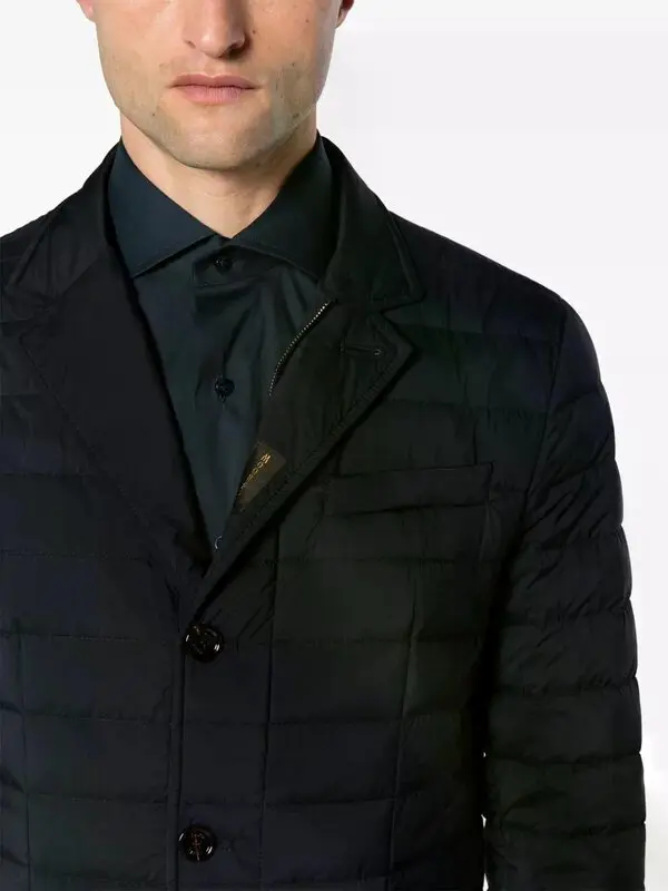 MOORER Padded Leather Trim Jacket - Blue