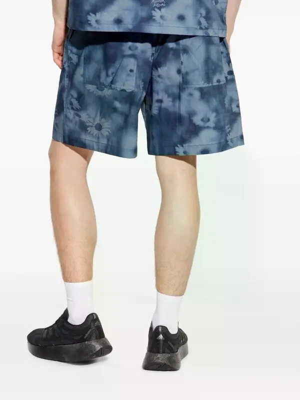 Maison Kitsuné Floral Print Cotton Shorts