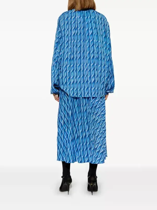 Balenciaga Cable Knit Print Midi Dress - Blue