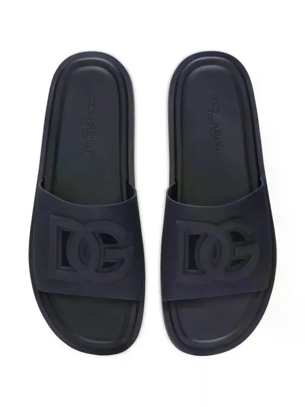 Dolce & Gabbana Rubber Beachwear Sliders With Dg Logo - Blue