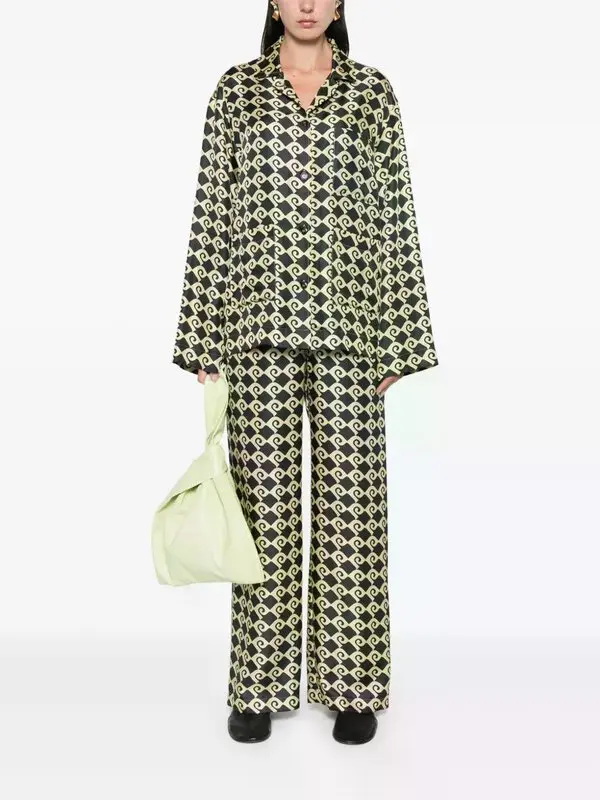 Nanushka Geometric Print Silk Satin Trousers - Black