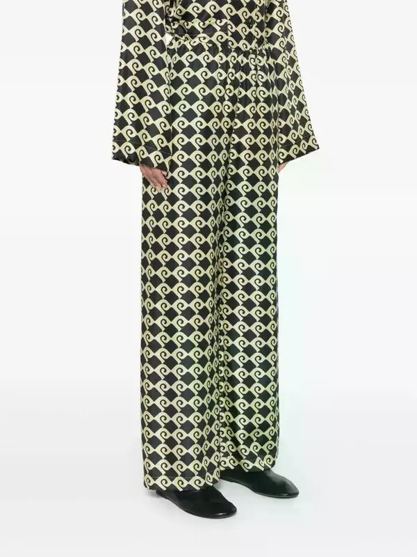 Nanushka Geometric Print Silk Satin Trousers