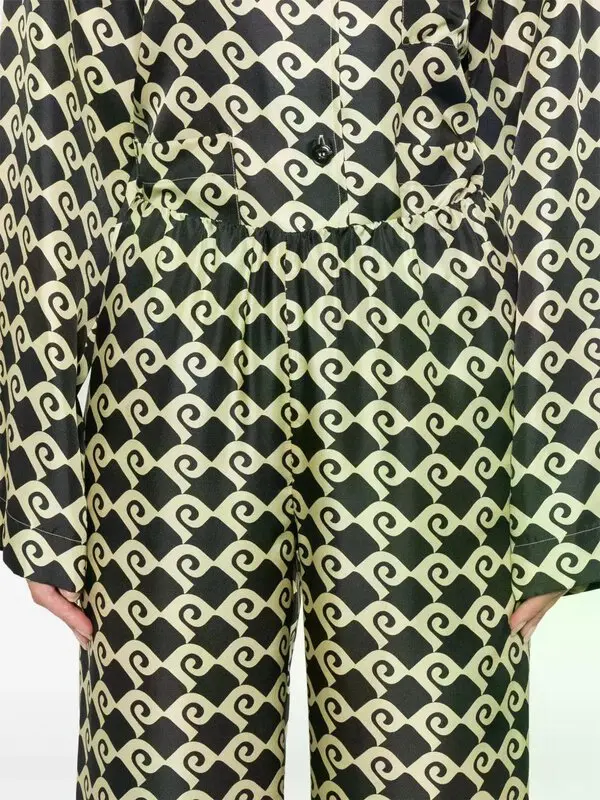 Nanushka Geometric Print Silk Satin Trousers