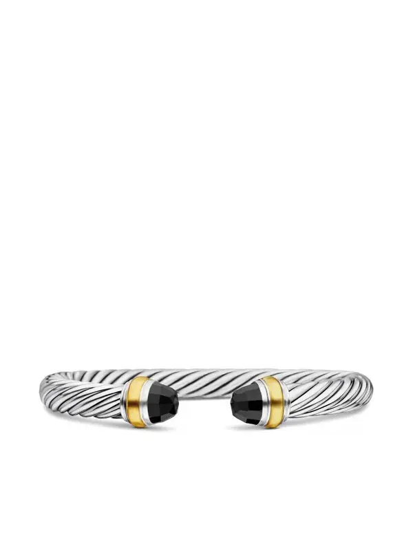 David Yurman 14kt Yellow Gold And Sterling Black Onyx Cable Bracelet