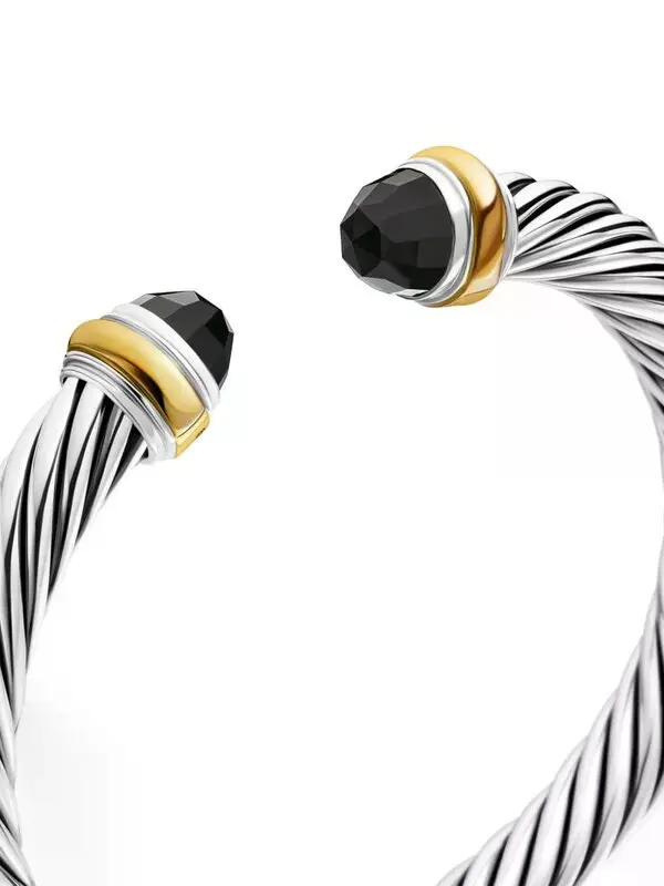 David Yurman 14kt Yellow Gold And Sterling Black Onyx Cable Bracelet