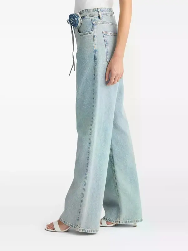 Liu Jo Baggy Cotton Jeans With Floral Appliqu