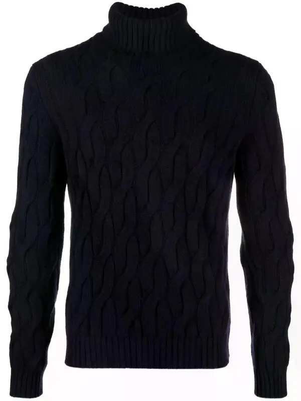 ZANONE Chunky Cable-knit Roll-neck Jumper - Blue