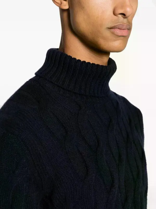 ZANONE Chunky Cable-knit Roll-neck Jumper - Blue