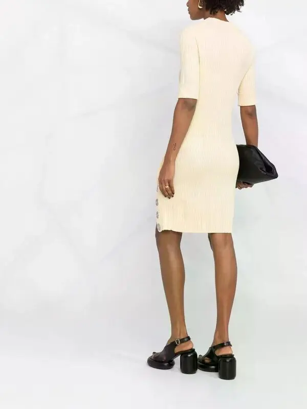 JIL SANDER Ribbed-knit Short Tunic Dress With Side Buttons