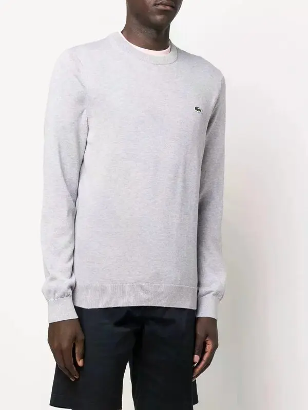 Lacoste Logo Patch Crew Neck Sweater - Grey