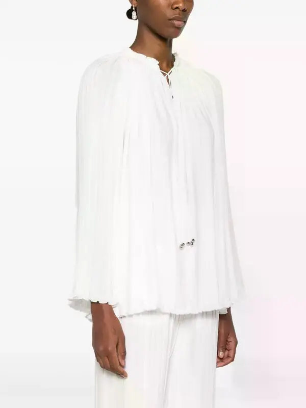 LANVIN Plissé Lace-up Blouse With Embellishment