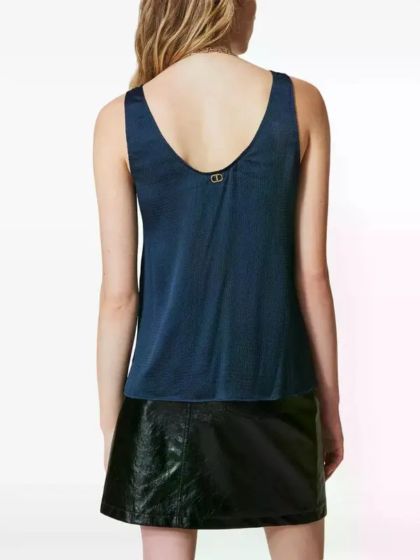 TWINSET Seersucker Satin Tank Top - Blue