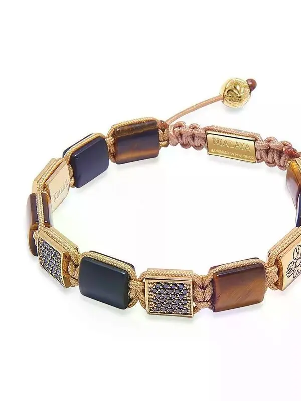 NIALAYA JEWELRY Engraved Charm Bead Bracelet