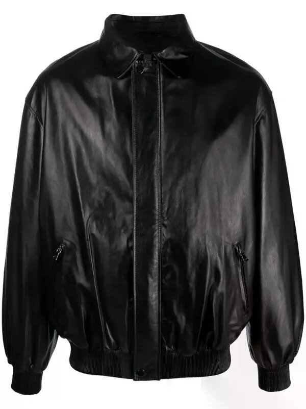 MANOKHI Leather Biker Bomber Jacket