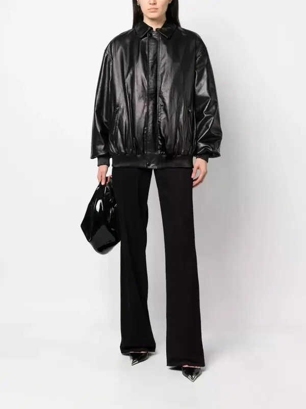 MANOKHI Leather Biker Bomber Jacket