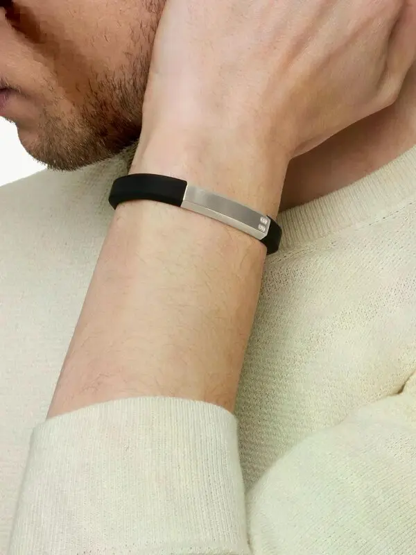 David Yurman Sterling And Rubber Id Bracelet