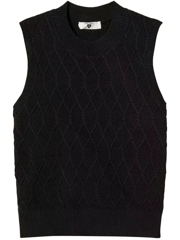 TWINSET Lozenge-pattern Ribbed Tank Top - Black
