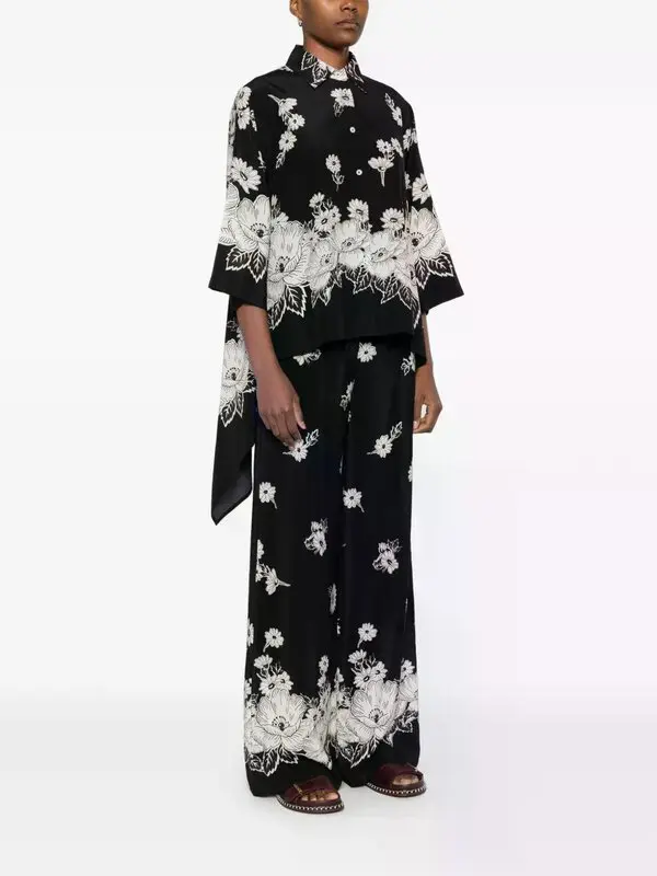 P.a.r.o.s.h Floral Print Button-up Shirt With Handkerchief Hem