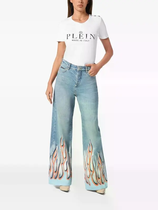 Philipp Plein Flame Print Skater Jeans - Blue