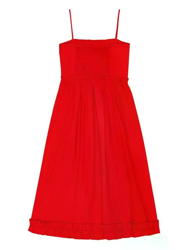 GANNI Midi Dress With Smocked Panel And Spaghetti Straps