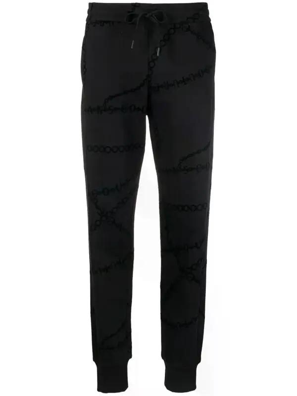 Versace Chain-print Cotton Track Pants - Black