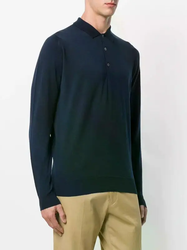 John Smedley Merino Wool Polo Shirt - Blue