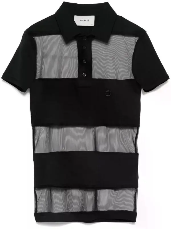 Coperni Striped Sheer Polo Top
