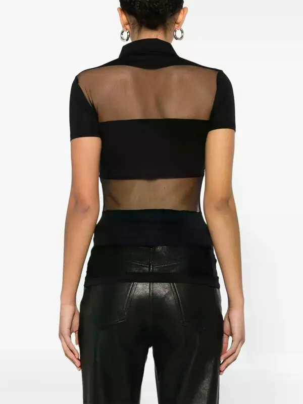 Coperni Striped Sheer Polo Top