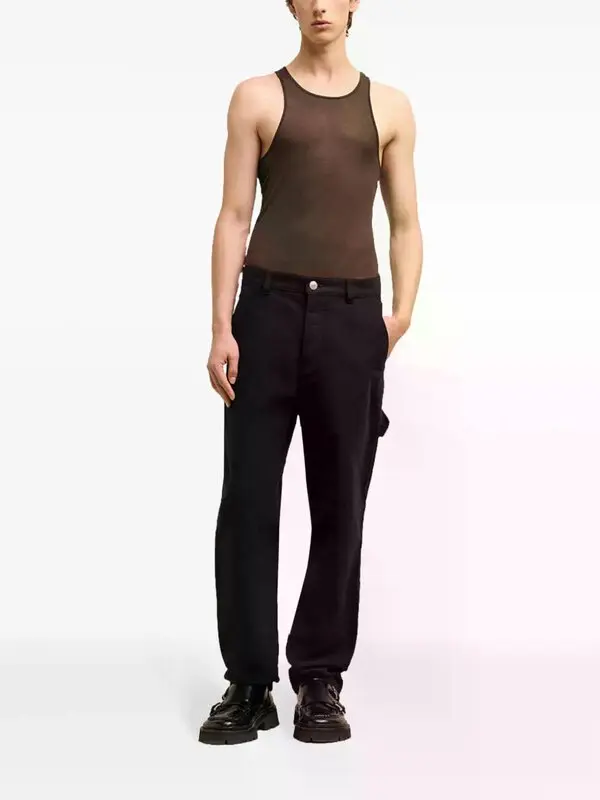 AMI Paris Straight-leg Worker Trousers With Logo Patch