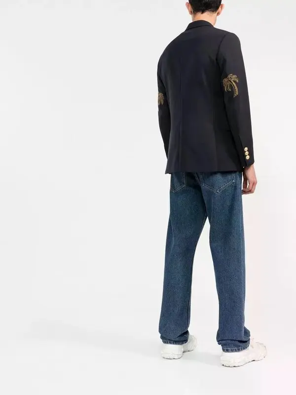 Palm Angels Palm-embroidered Double-breasted Blazer