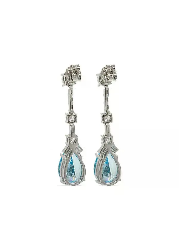 JUWELINA PARIS Aquamarine And White Gemstone Drop Earrings In Sterling Rhodium Vermeil