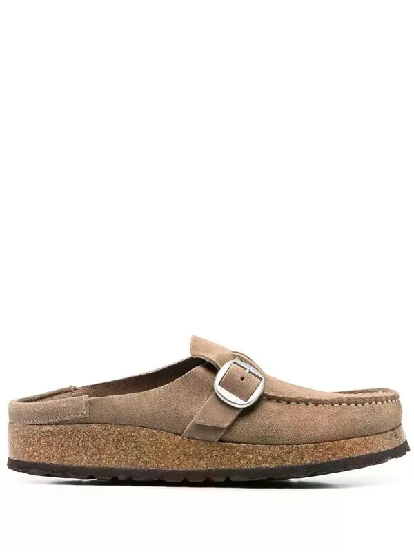 BIRKENSTOCK Suede Mules With Side Buckle Fastening