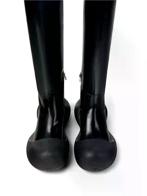 Camper Caramba Round-toe Leather Boots With Rubber Toecap And Side Zip - Black