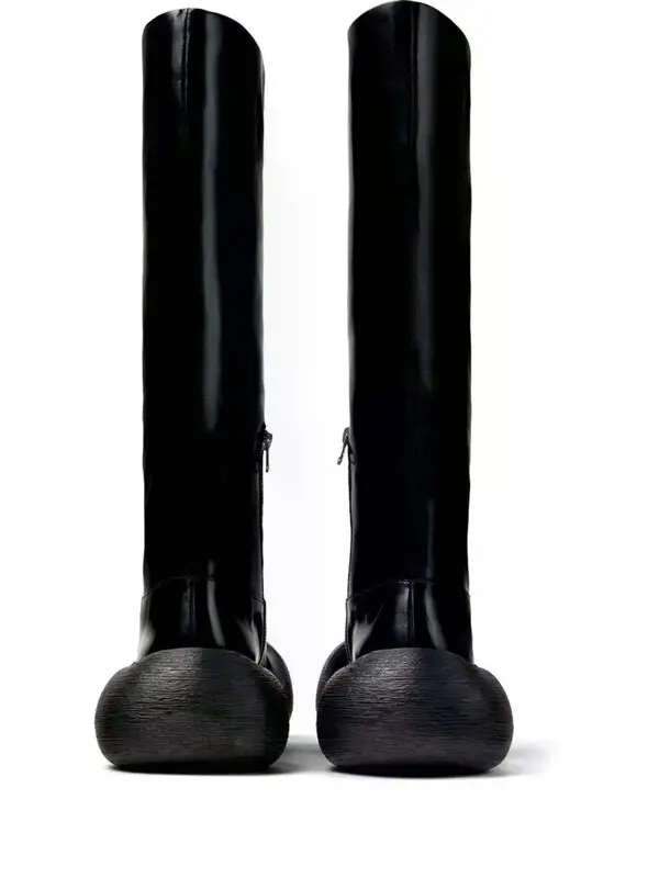 Camper Caramba Round-toe Leather Boots With Rubber Toecap And Side Zip - Black