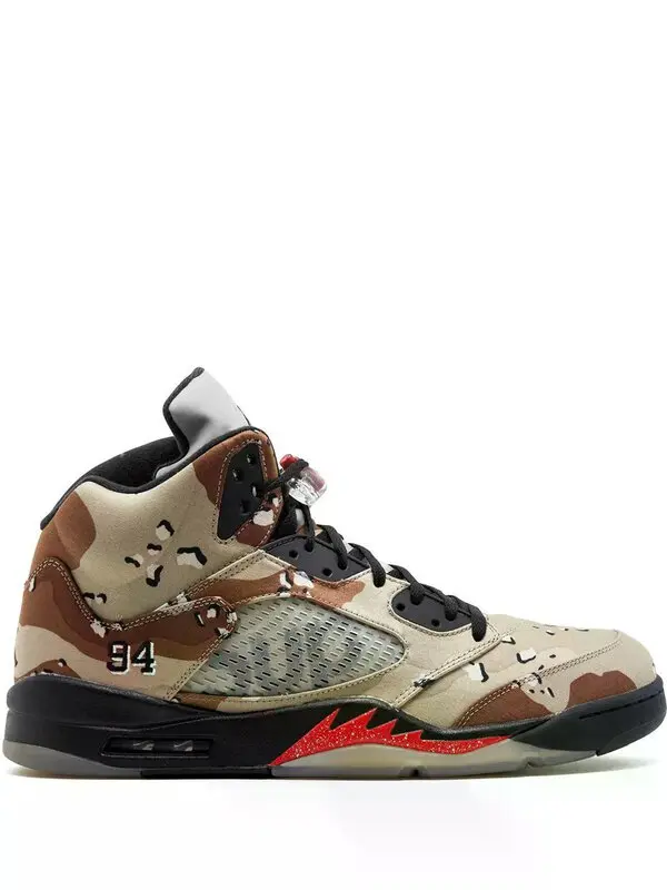 JORDAN Air 5 Retro Supreme Camo High Top Sneakers - Neutrals