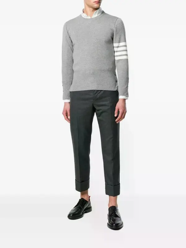 Thom Browne Wool Crew Neck Sweater With Signature Stripes
