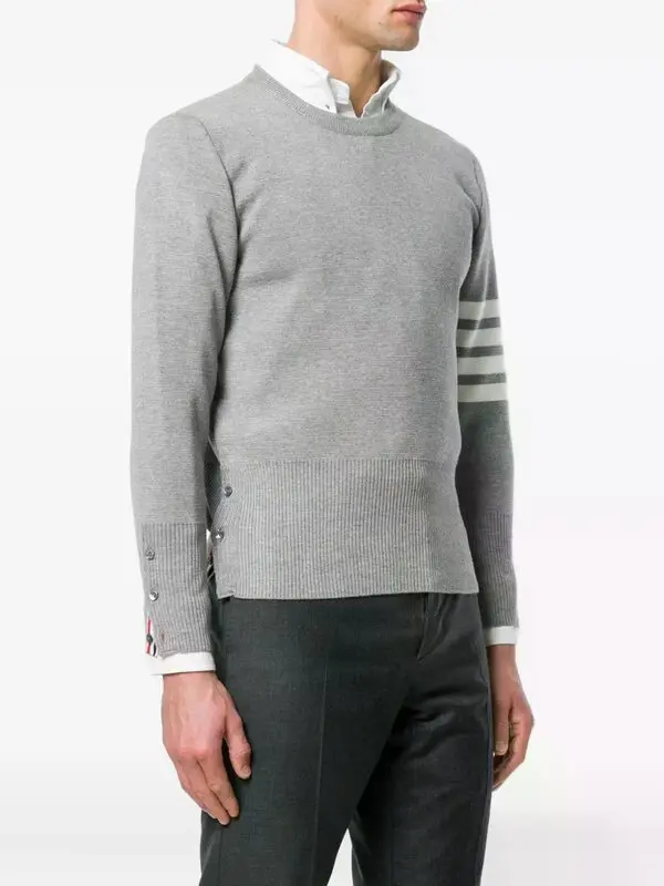 Thom Browne Wool Crew Neck Sweater With Signature Stripes