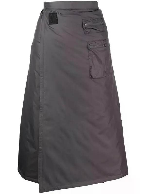 Goen.j Quilted Wrap Midi Skirt - Grey
