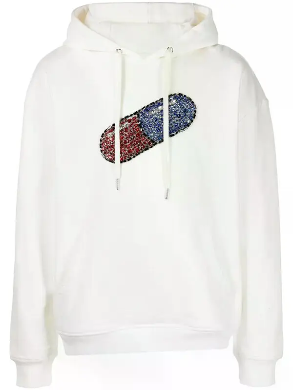 GOD'S MASTERFUL CHILDREN Crystal Embellished Hoodie - White