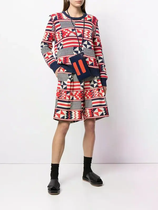 PORTS V Geometric Print Knitted Jumper