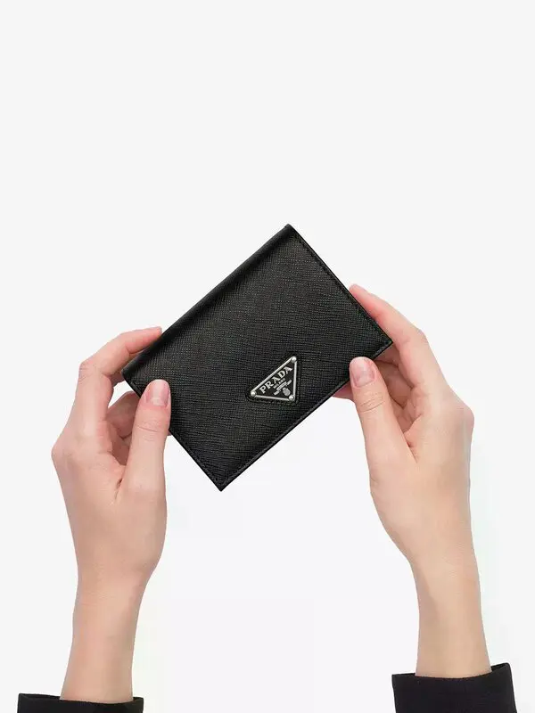 Prada Triangle Logo Rectangle Wallet - Black