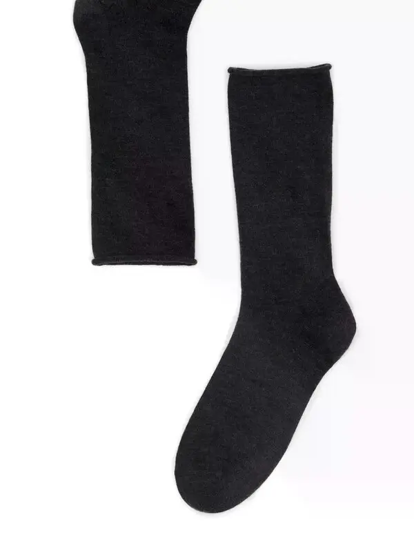 Brunello Cucinelli Virgin Wool Blend Calf Socks - Black