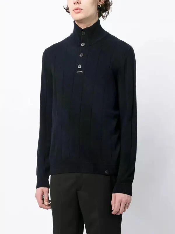 Brioni Roll Neck Button-front Cashmere Jumper