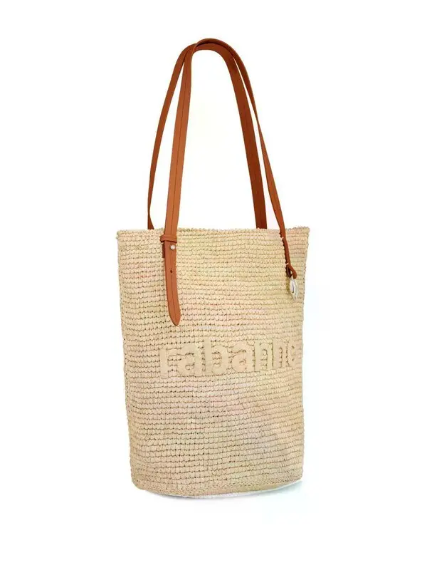 Rabanne Logo-embroidered Raffia Tote Bag