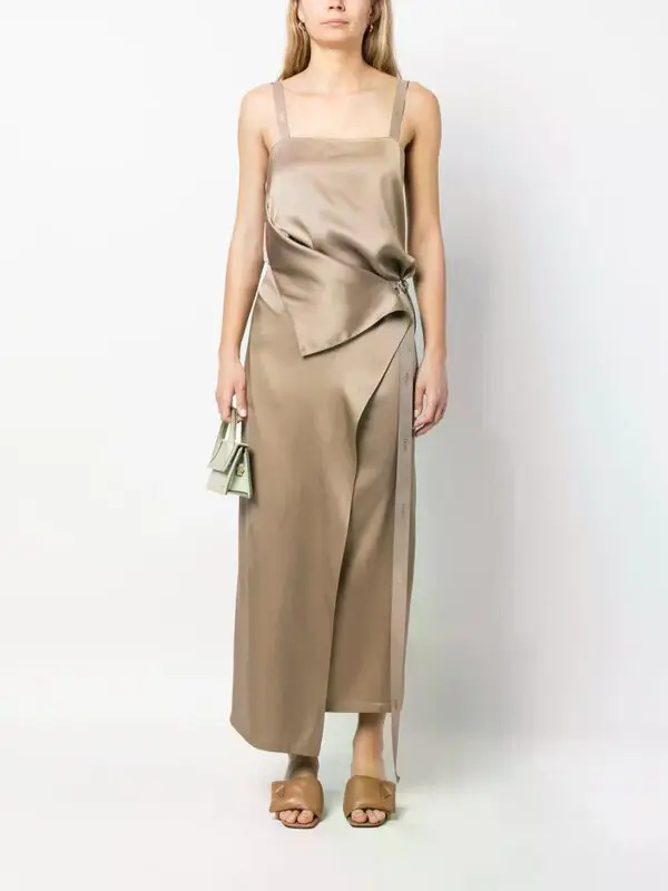 Fendi Silk Satin Maxi Dress - Neutrals